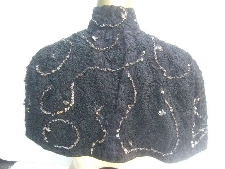 Ralph Lauren Collection Embroidered Black Silk Sequined Capelet Shrug ...
