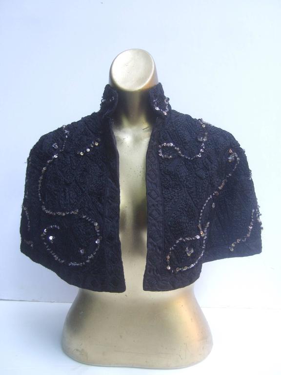 Ralph Lauren Collection Embroidered Black Silk Sequined Capelet Shrug ...