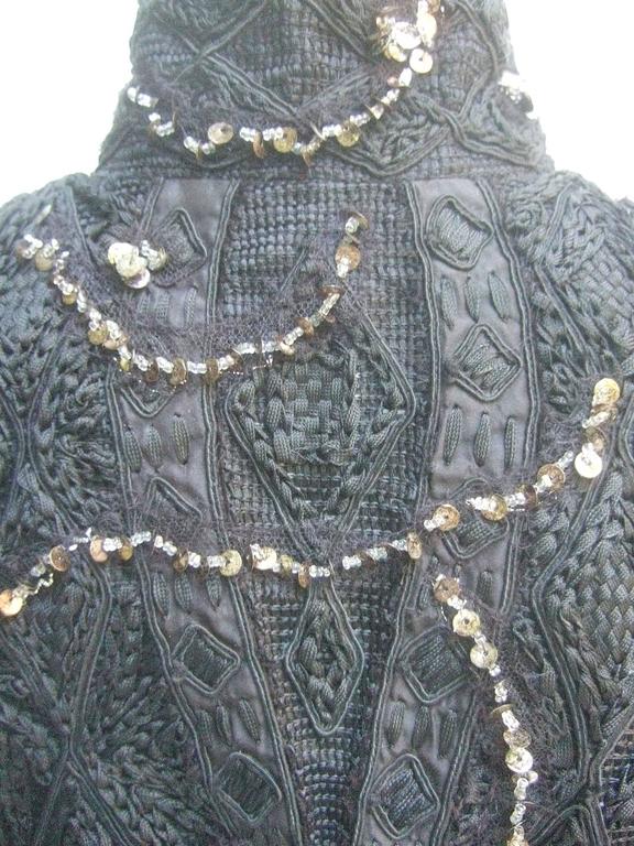 Ralph Lauren Collection Embroidered Black Silk Sequined Capelet Shrug ...