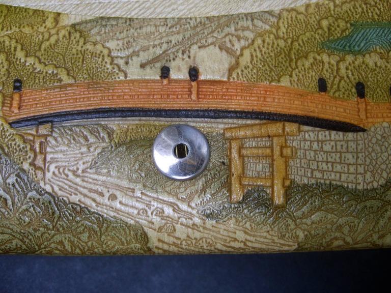 Exotic Japanese Tooled Leather Clutch / Wallet ca 1960 at 1stDibs