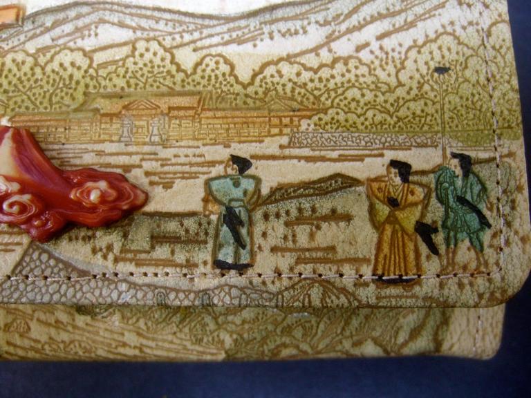 Exotic Japanese Tooled Leather Clutch / Wallet ca 1960 at 1stDibs