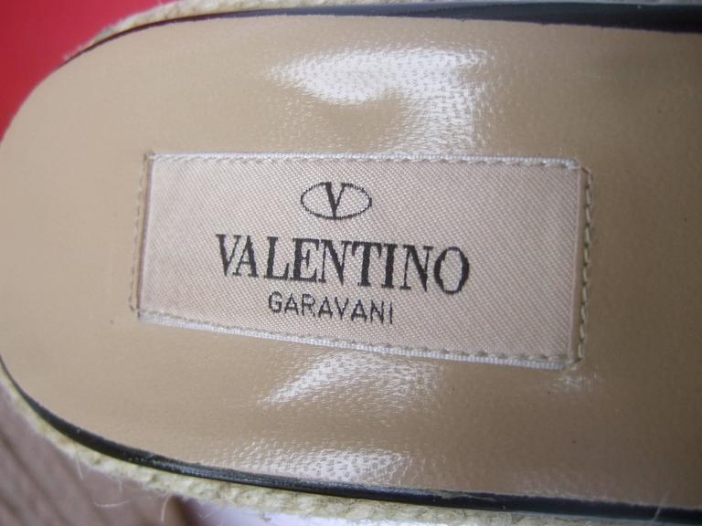 Valentino Italy Black Patent Leather Wedge Rope Sandals Size 40 at ...