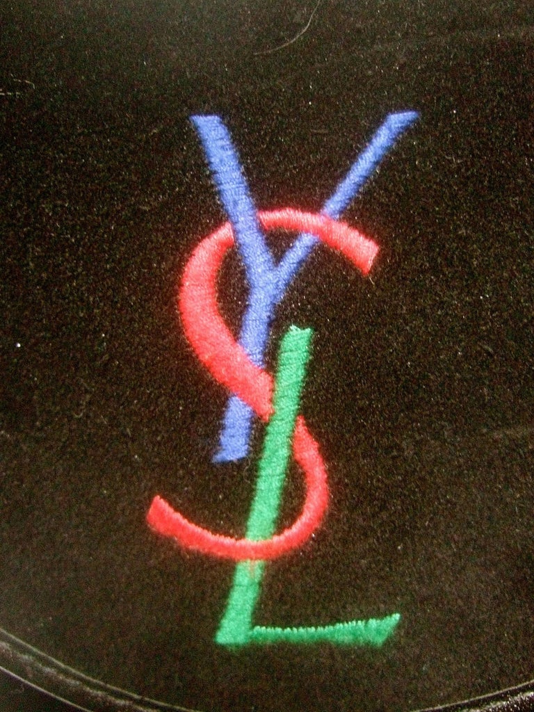 Yves Saint Laurent Chic Black Suede YSL Embroidered Handbag c 1990s at ...