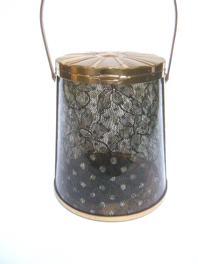 1950s Unique Lucite Brass Trim Cylinder Handbag at 1stDibs
