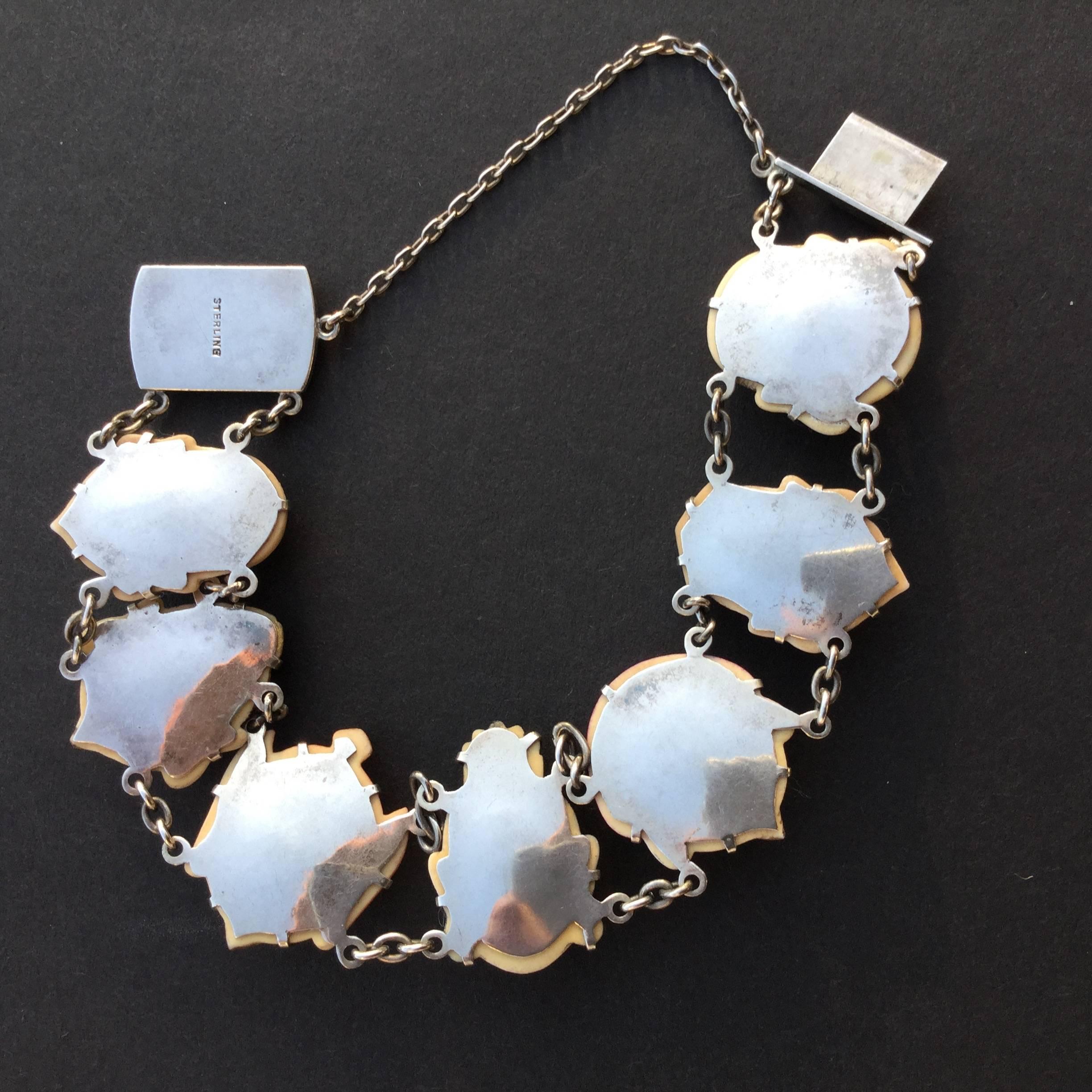 Toshikane Seven Lucky Gods Bracelet. Porcelain and Silver. 1940's. at ...