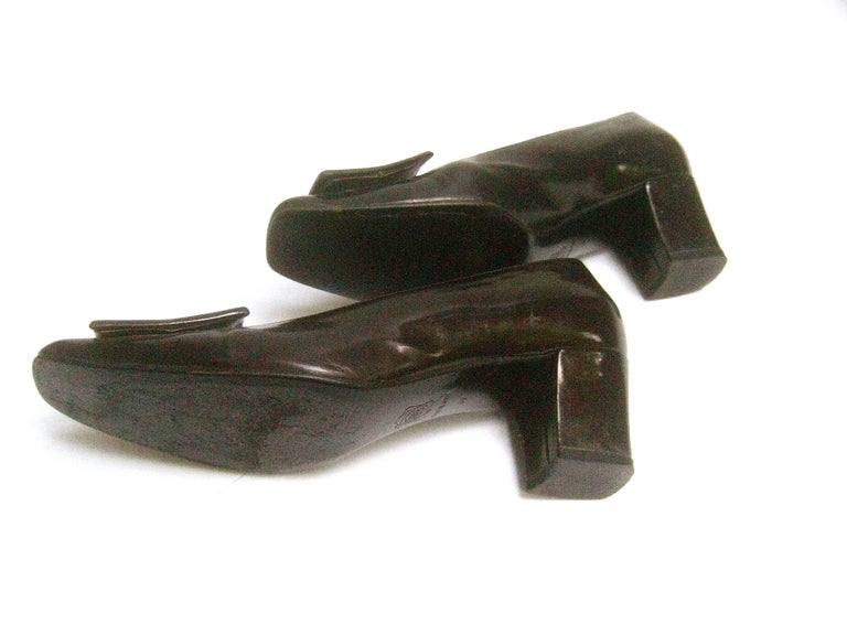 Versace Chocolate Brown Leather Pumps in Versace Box Size 39 c 1990 For ...