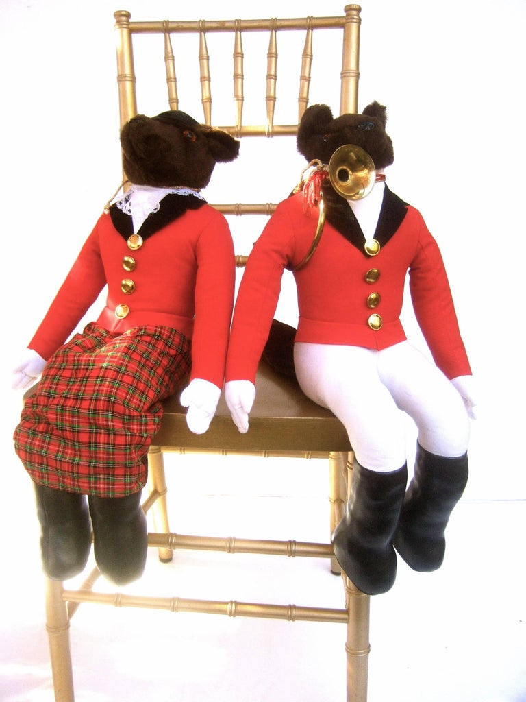 Whimsical Pair of Fox Hunting Stuffed Figures c 1980s at 1stDibs