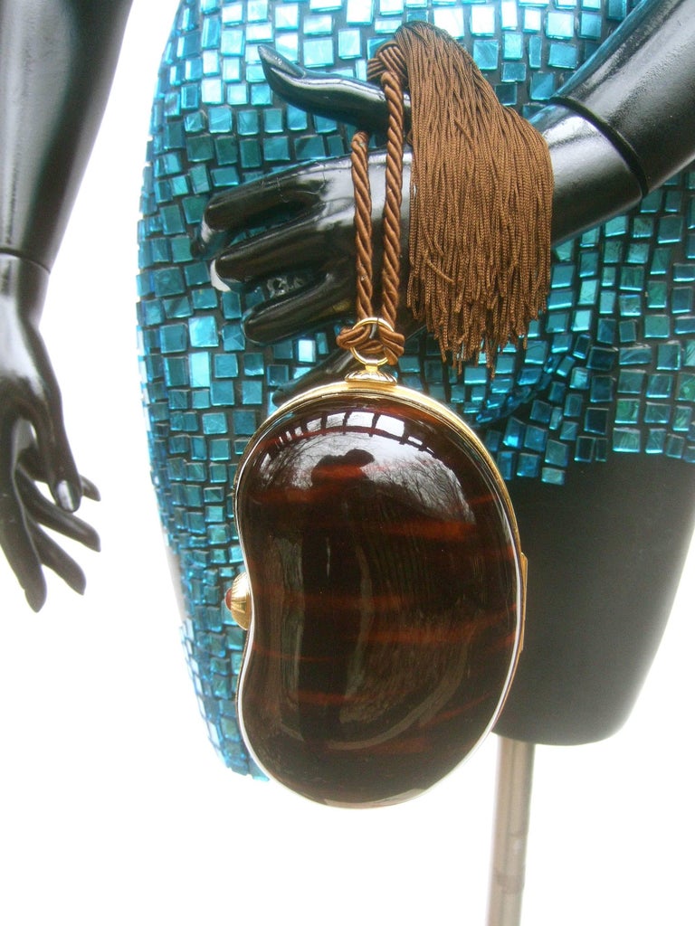 Saks Fifth Avenue Italian Tortoise Shell Lucite Tassel Evening Bag ...