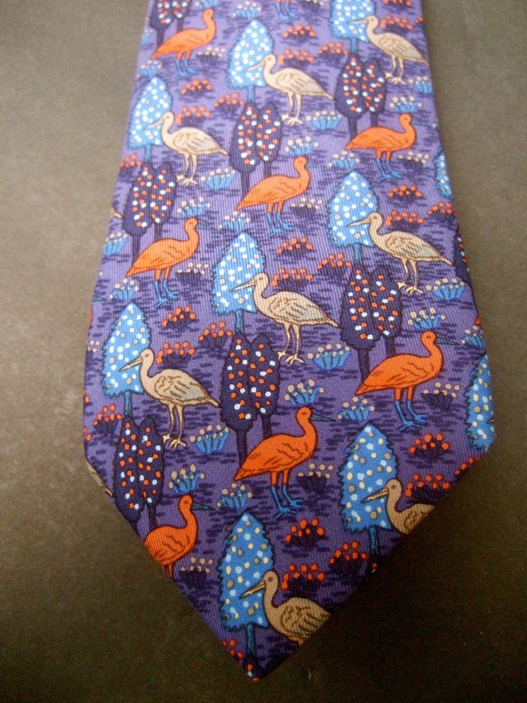 Hermes Paris Silk Bird Theme Necktie, circa 1990s at 1stDibs