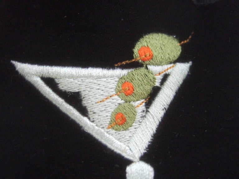 Black Velvet Embroidered Womens' Martini Glass Slipper Shoes US Size 10 ...