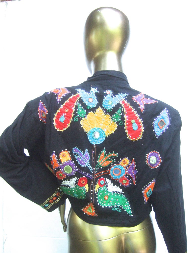 Sequined Cotton Applique Jacket Skirt Ensemble, circa 1990 at 1stDibs