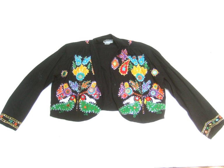 Sequined Cotton Applique Jacket Skirt Ensemble, circa 1990 at 1stDibs