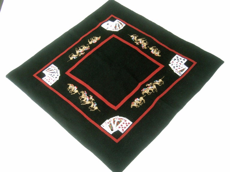 Exquisite Needlepoint Hand Stitched Bridge Equine Theme Table Cover ...