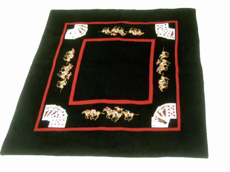 Exquisite Needlepoint Hand Stitched Bridge Equine Theme Table Cover ...