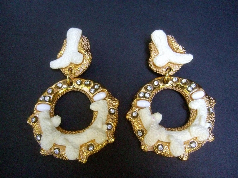 Massive Faux Coral Branch Statement Earrings Designed by Kaliger Paris ...