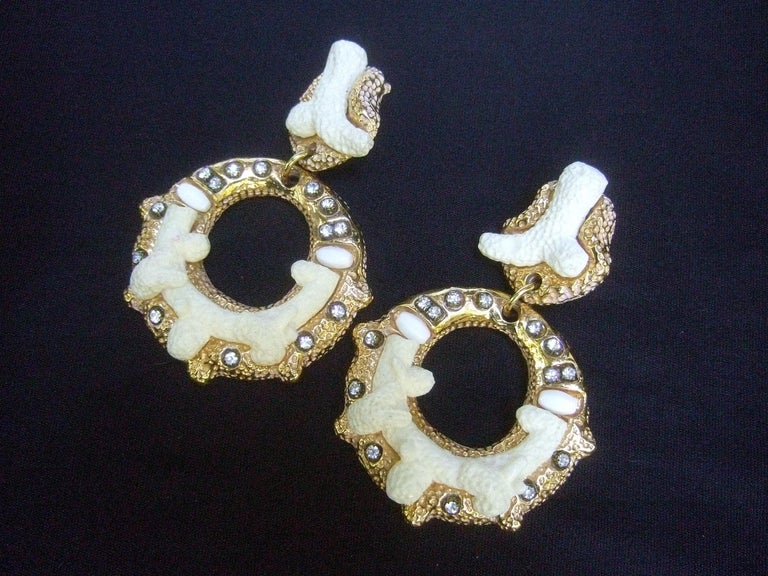 Massive Faux Coral Branch Statement Earrings Designed by Kaliger Paris ...