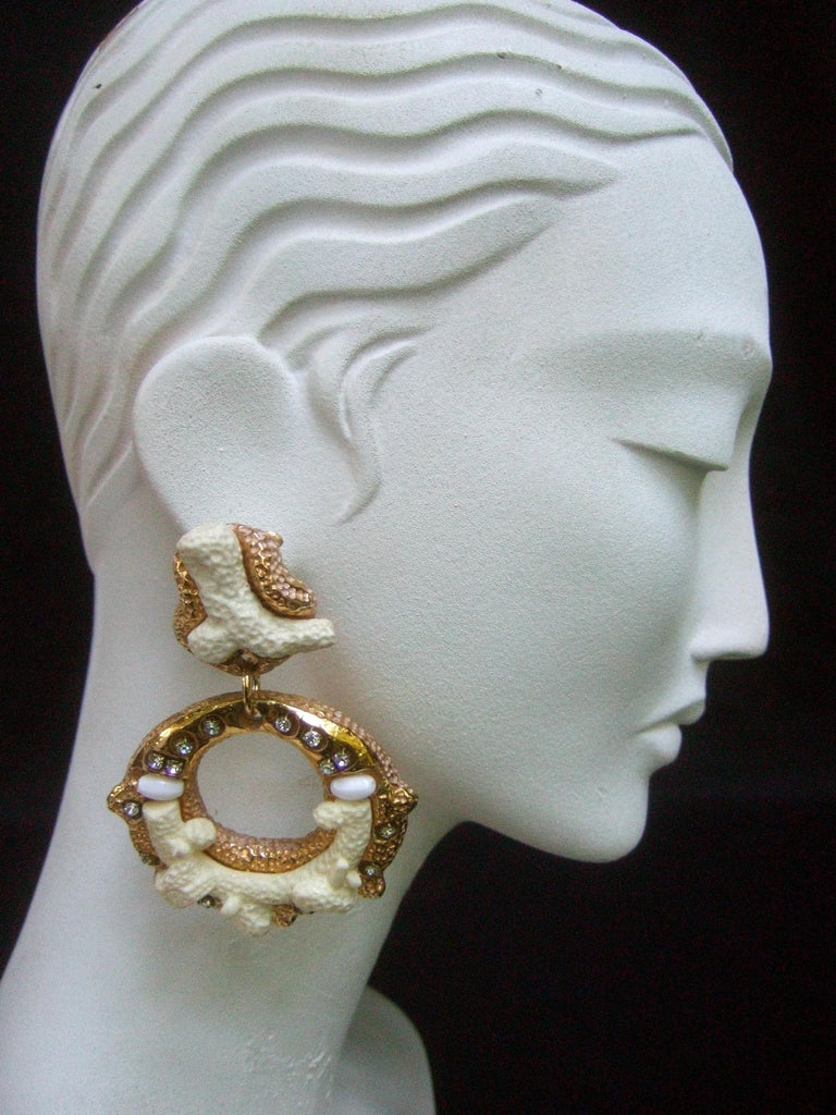 Massive Faux Coral Branch Statement Earrings Designed by Kaliger Paris ...