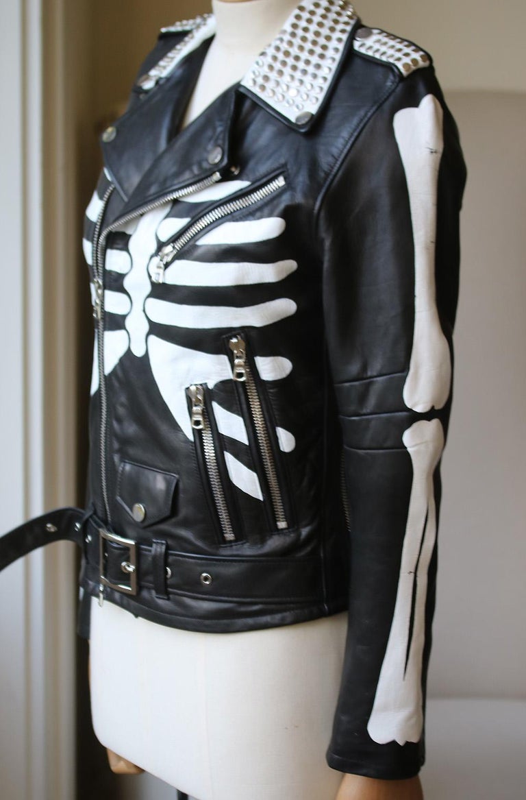 Amiri Studded Skeleton-Painted Leather Moto Jacket at 1stDibs | amiri ...