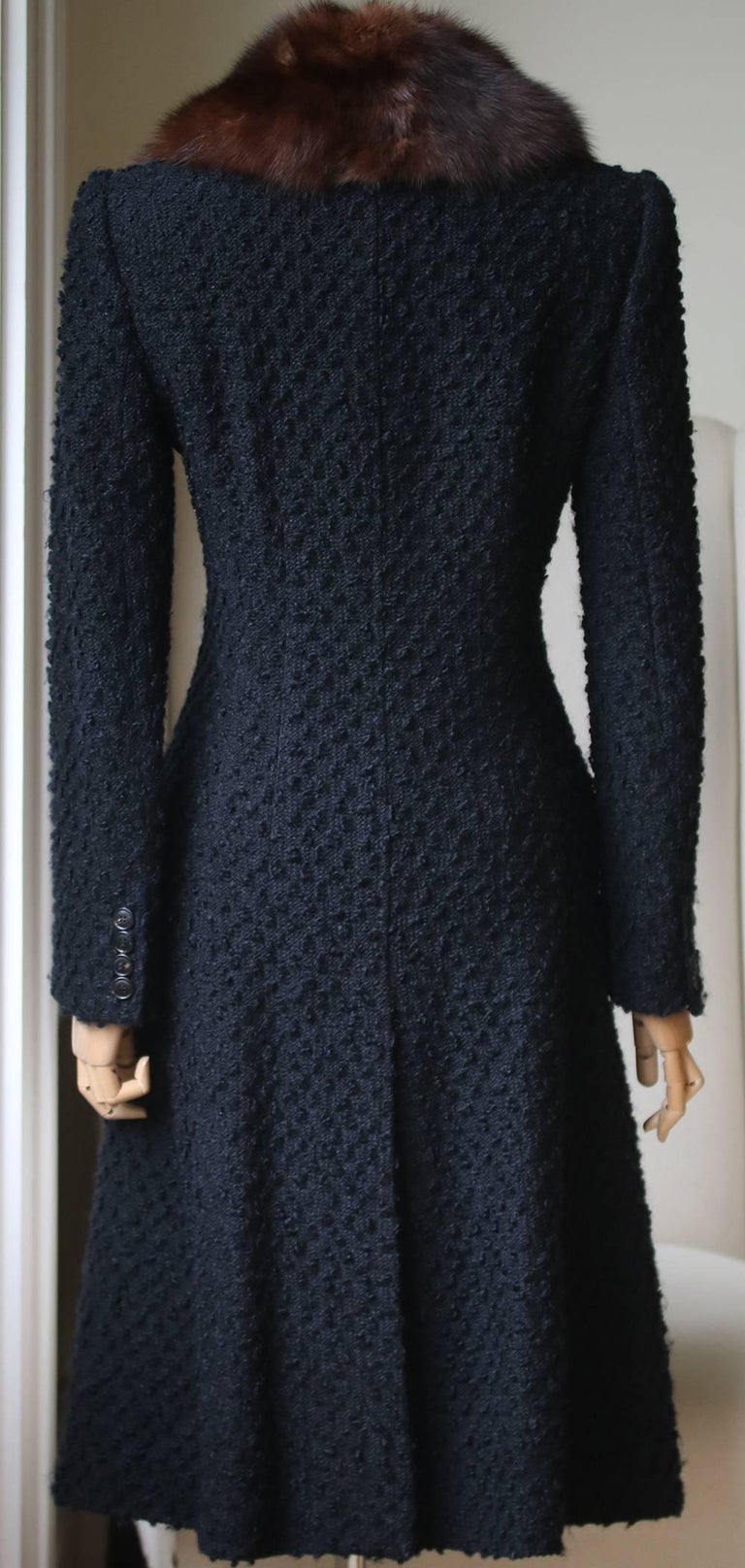 Dolce and Gabbana Sable-Trimmed Boucle Coat at 1stDibs