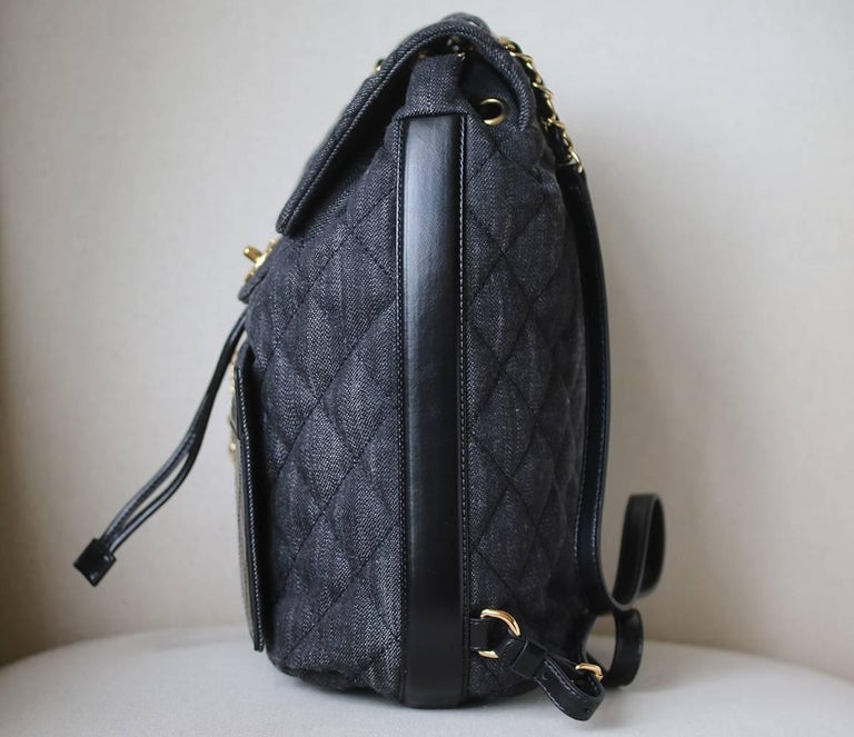 Chanel Quilted Denim and Leather Backpack at 1stDibs | chanel denim ...