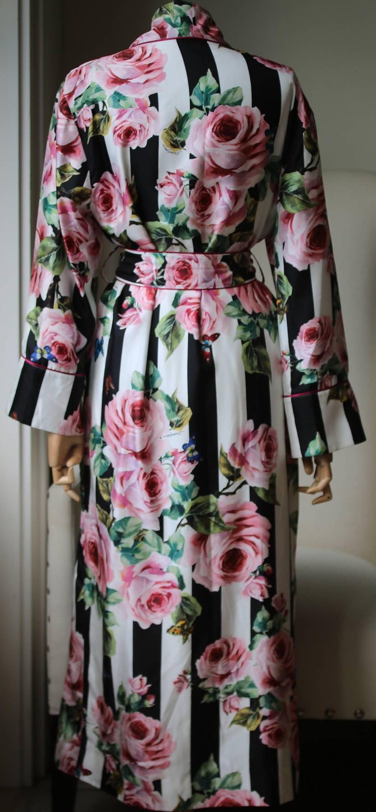 Dolce and Gabbana Rose Striped Tie Waist Robe Coat at 1stDibs ...