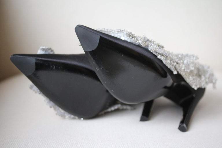 Balenciaga Talon Slash Sequin-Embroidered Satin Pumps at 1stDibs