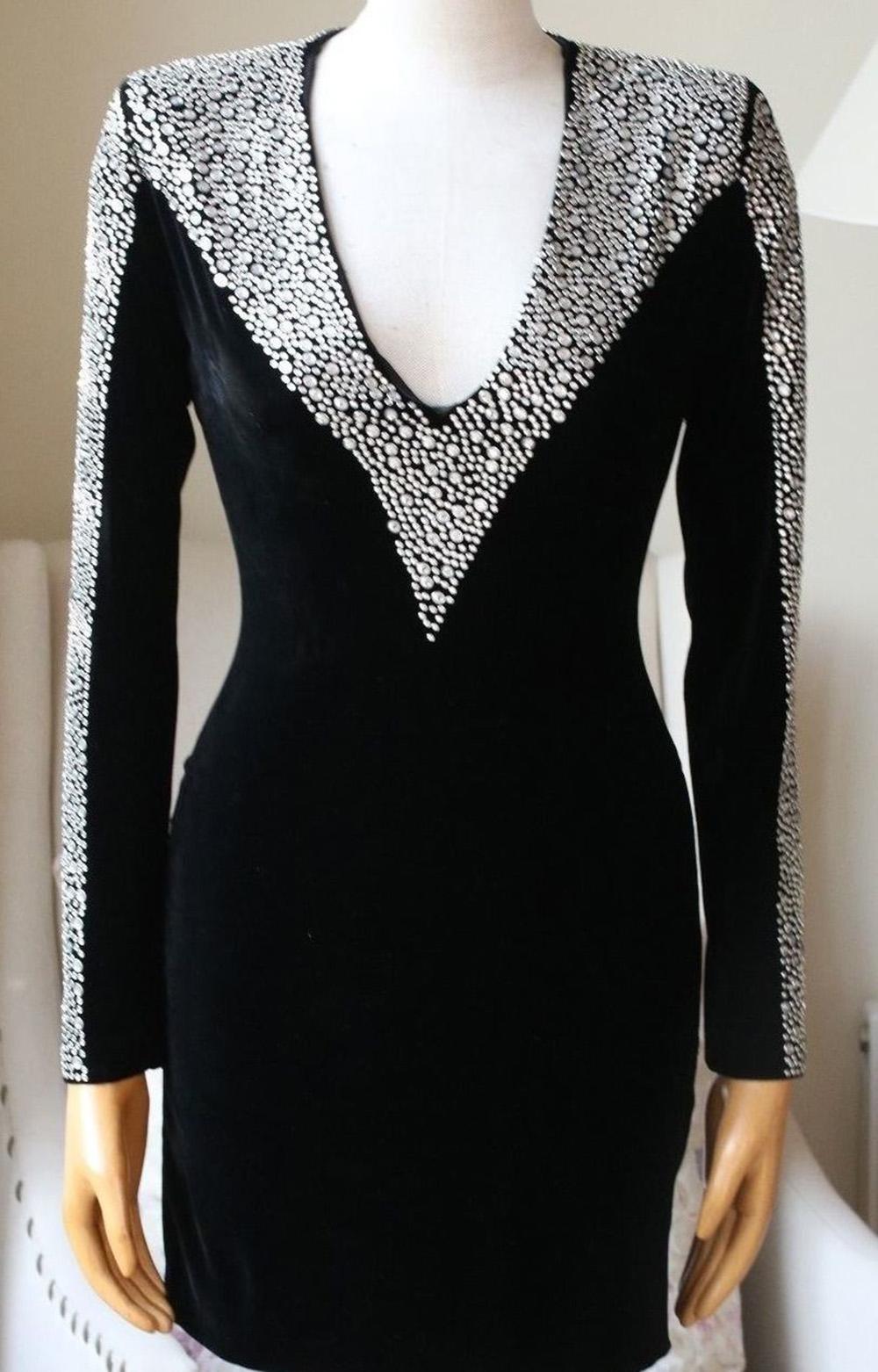 Balmain Crystal Embellished Velvet Mini Dress For Sale at 1stDibs ...