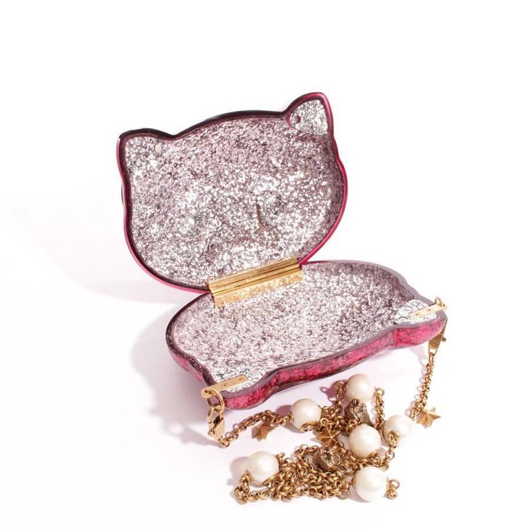 RARE AND COLLECTOR Gucci Pink Glitter Plexiglass Cat at 1stDibs