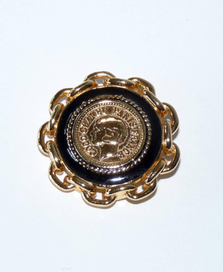 Vintage Chanel Coco Paris France Brooch Black enamel / RARE at 1stDibs