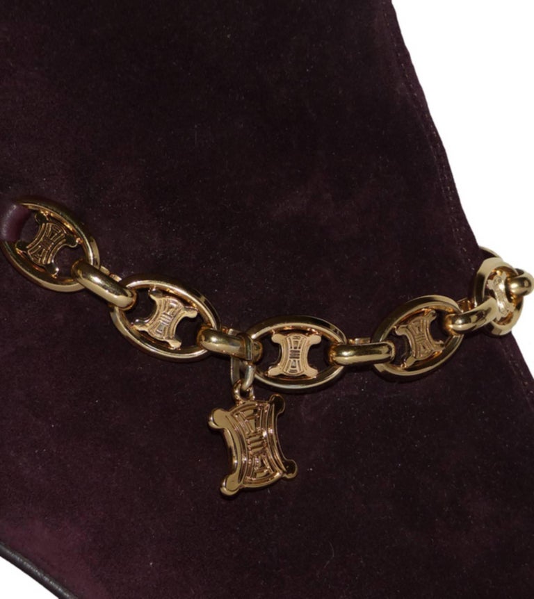 Céline Boots in Suéde and Logo Chain Céline / at 1stDibs