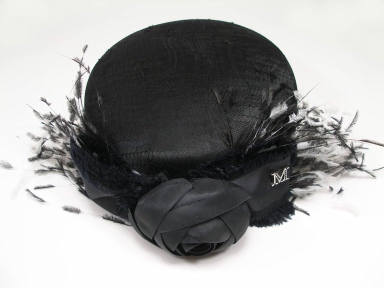 Runway Maison Michel Feather and Silk Lace Hat Like S Size For Sale at ...