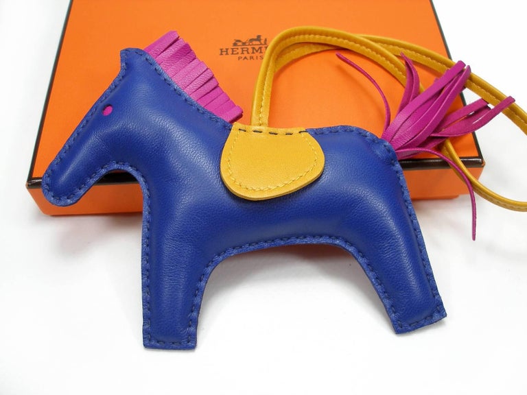 Hermes Rodeo Medium Size Horse Bag Charm Rare Bleu Saphir / Like New in ...