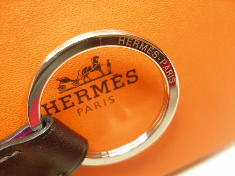 Hermès Key Ring Tab Brown Leather and Palladium L SIZE / Brand New at ...
