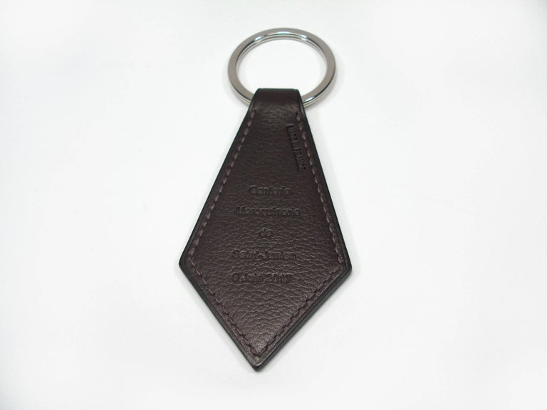 Hermès Key Ring Tab Brown Leather and Palladium L SIZE / Brand New at ...