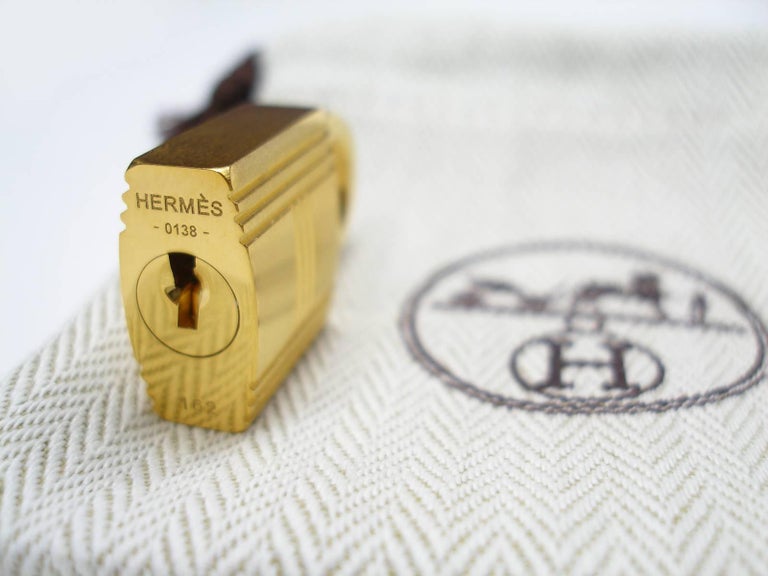 Hermès Cadenas Lock 2 Keys For Birkin or Kelly bag Gold plated shiny ...