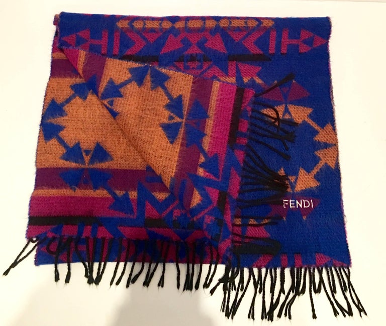 Vintage Fendi Italy Reversible Throw/Shawl at 1stDibs | fendi throw carpet