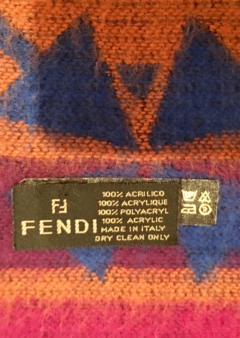 Vintage Fendi Italy Reversible Throw/Shawl at 1stDibs | fendi throw carpet