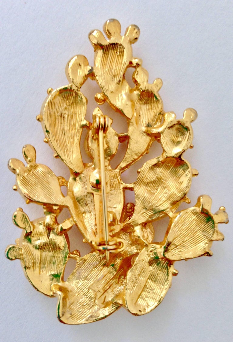 1970'S Gold Plate Dimensional and Textured Cactus Brooch By, Tortolani ...
