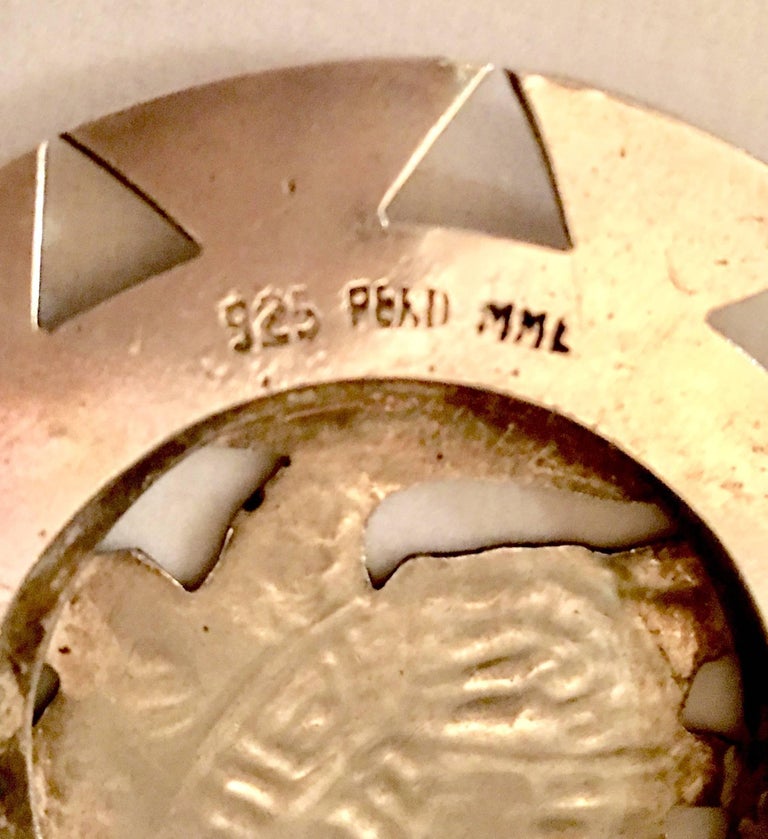 VIntage Sterling 925 Aztec Sun God Medallion Pendant Necklace- Signed ...