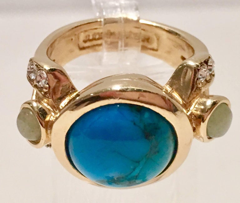 Judith Leiber Turquoise Aventurine and Gold Plate Cocktail Ring at ...