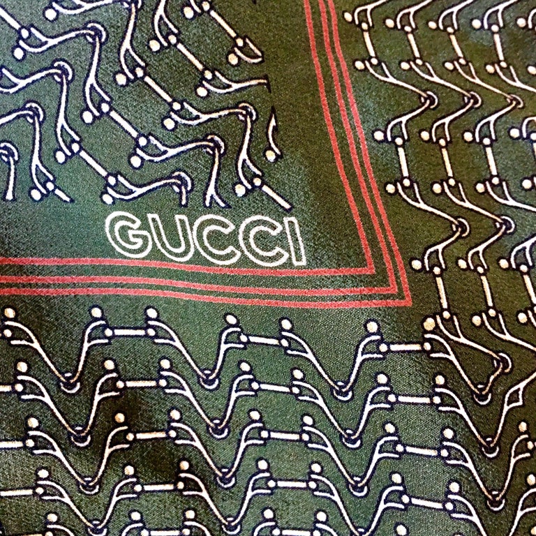 Vintage Gucci Horse Bit Silk Scarf Italy - 35" Inch Square For Sale at ...