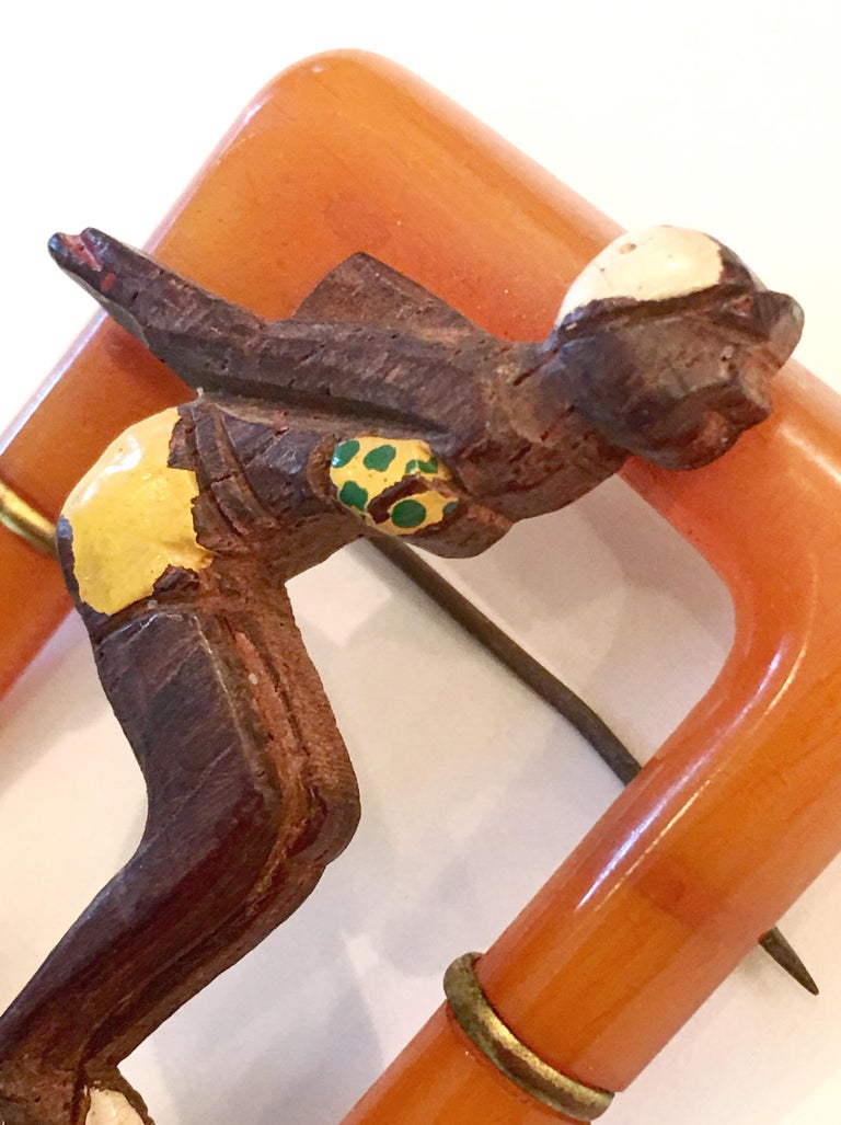 1930'S Art Deco Bakelite and Wood Figural "Diver Girl" Brooch Pin For ...