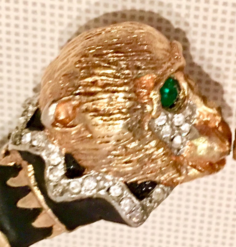 Contemporary Gold Enamal and Swarovski Crystal "Kissing Monkey ...