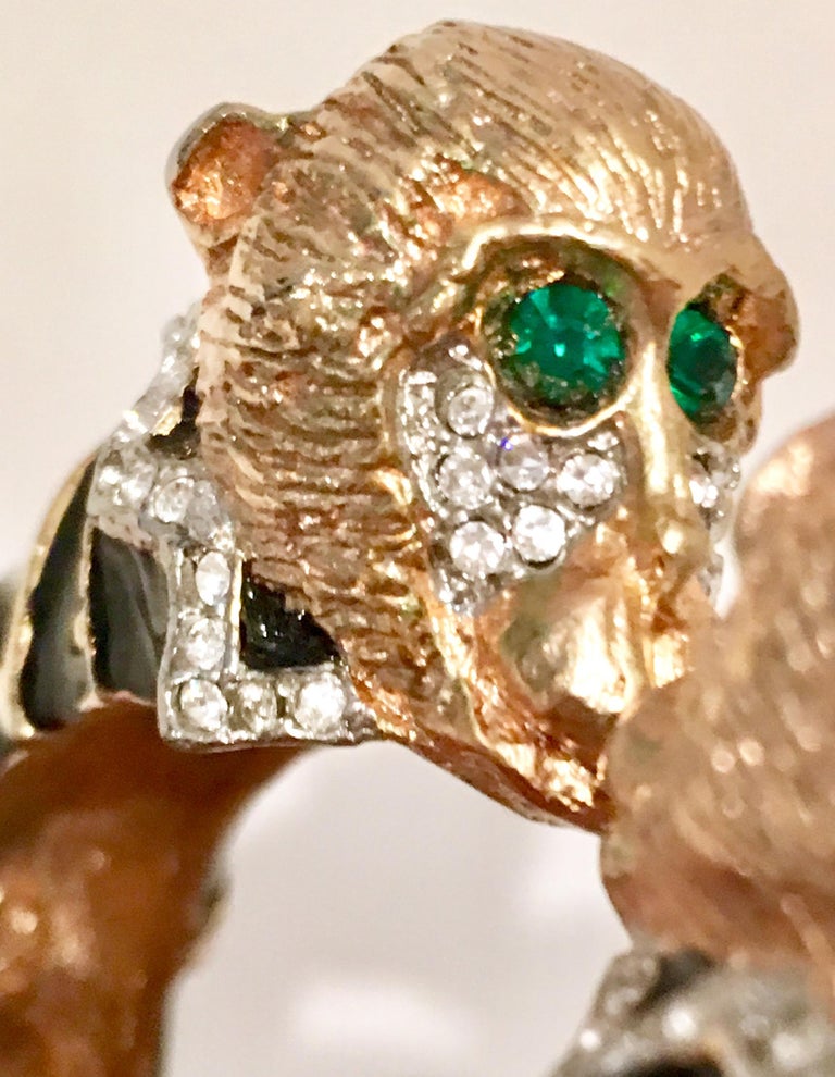 Contemporary Gold Enamal and Swarovski Crystal "Kissing Monkey ...
