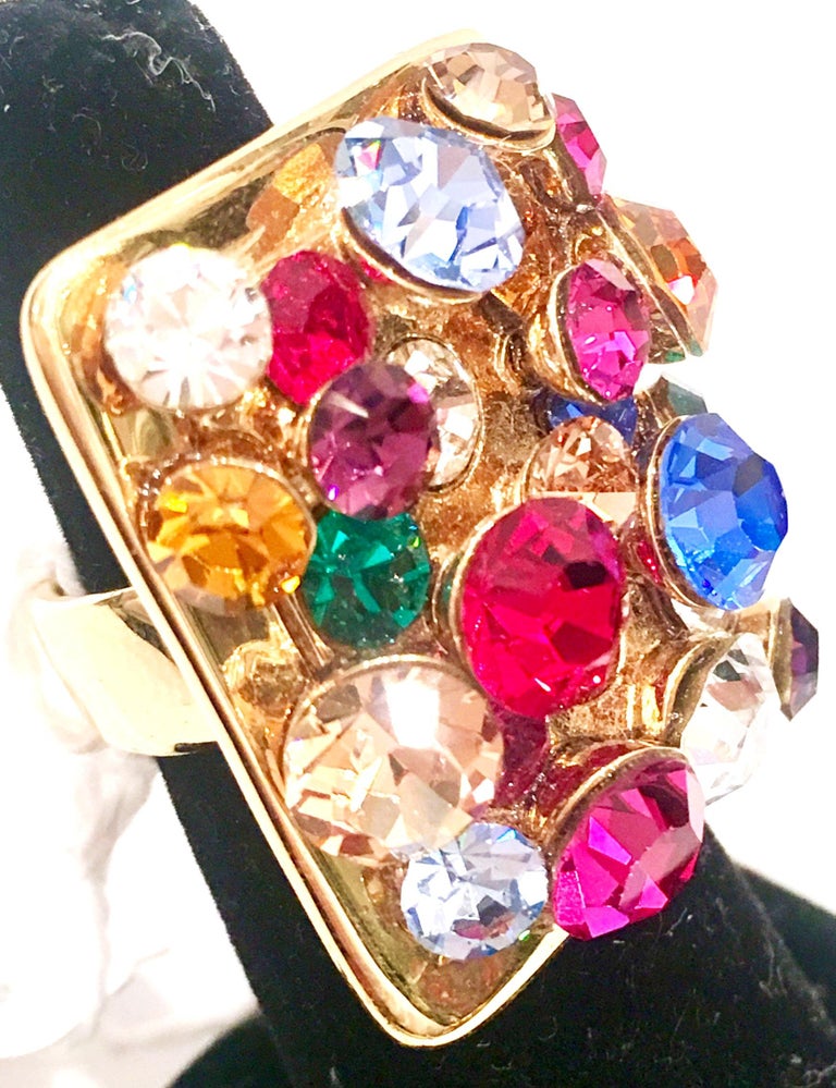 21st Century Monumental Gold and Swarovski Crystal Cocktail Ring By ...