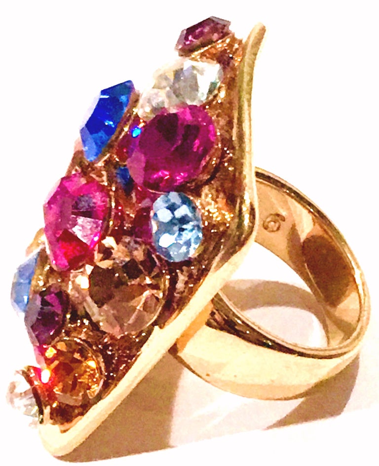 21st Century Monumental Gold and Swarovski Crystal Cocktail Ring By ...