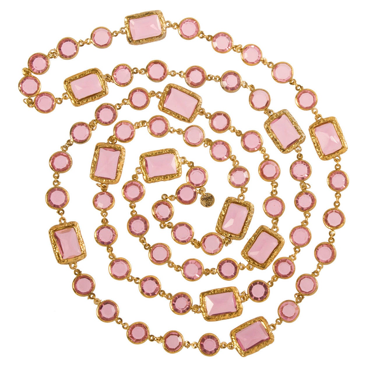 CHANEL Pink Chicklet Necklace at 1stDibs