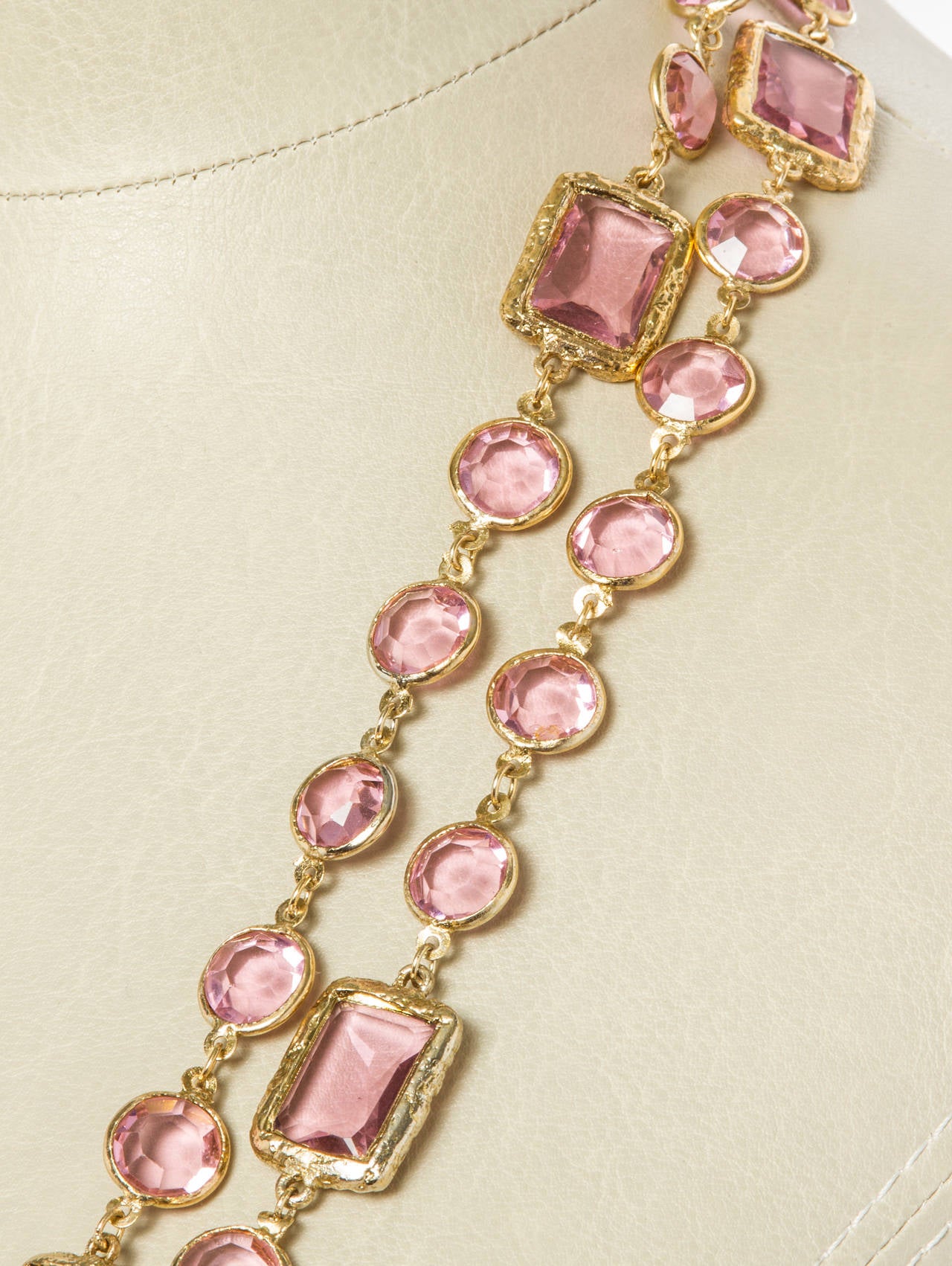 CHANEL Pink Chicklet Necklace at 1stDibs
