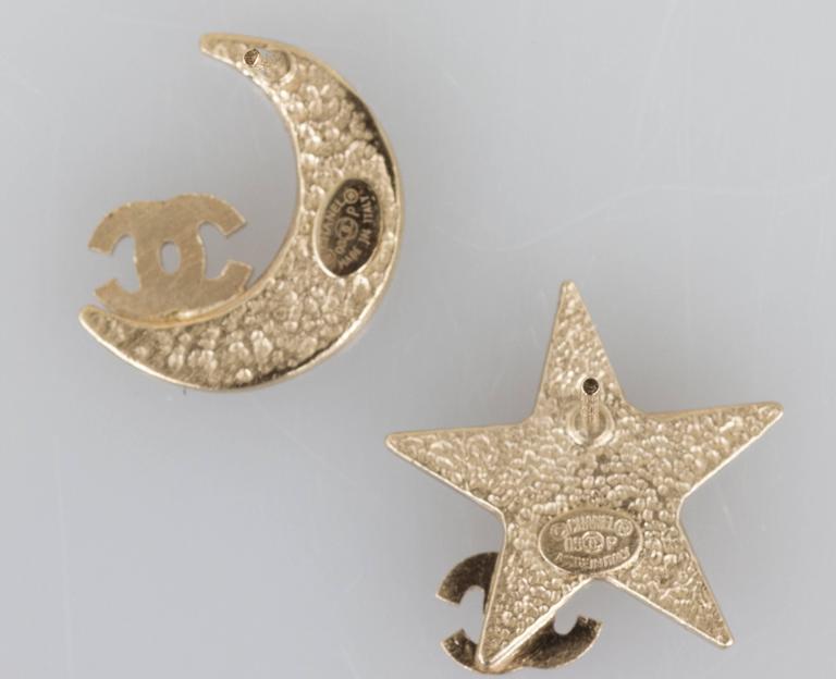 Pair of CHANEL Star and Moon Earrings at 1stDibs | chanel star and moon ...