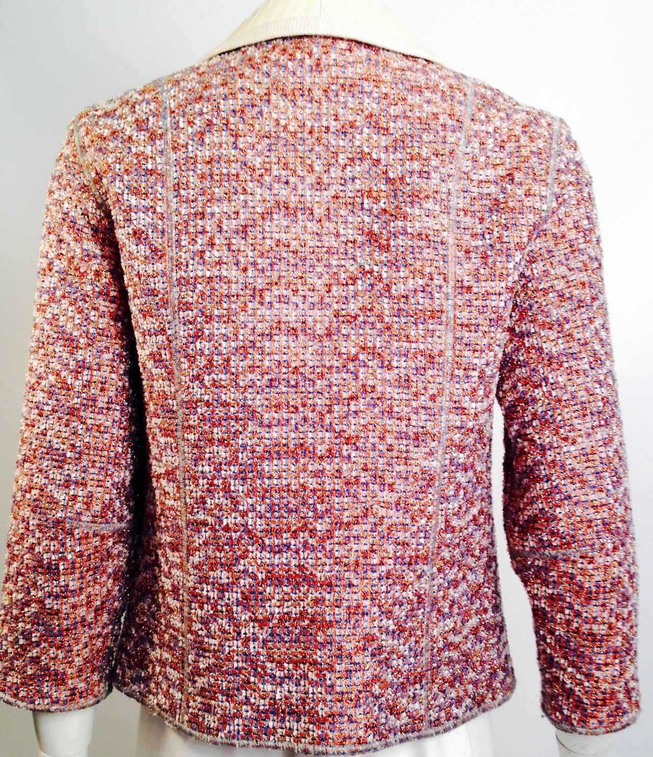 Marc Jacobs For Bergdorf Goodman Tweed Jacket With Glass Beads For Sale ...